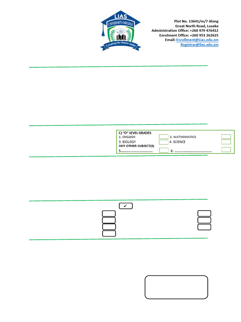 Admission Form Nuu | PDF