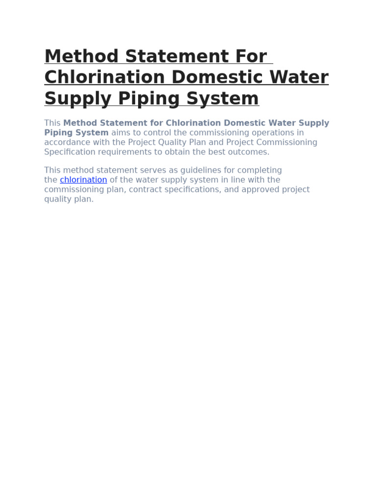 Chlorination Method for Water Supply System | PDF | Water | Water ...