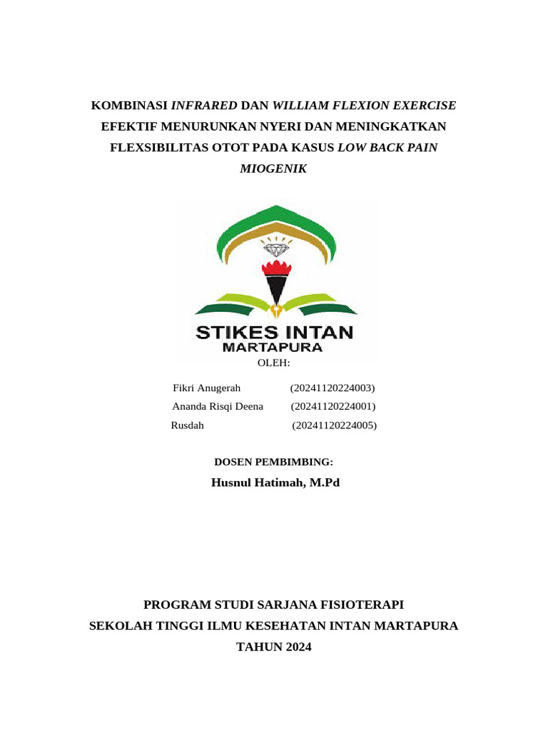 Kombinasi Infrared Dan William Flexion Exercise Efektif Menurunkan ...