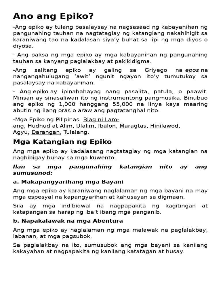 Ano Ang Epiko | PDF