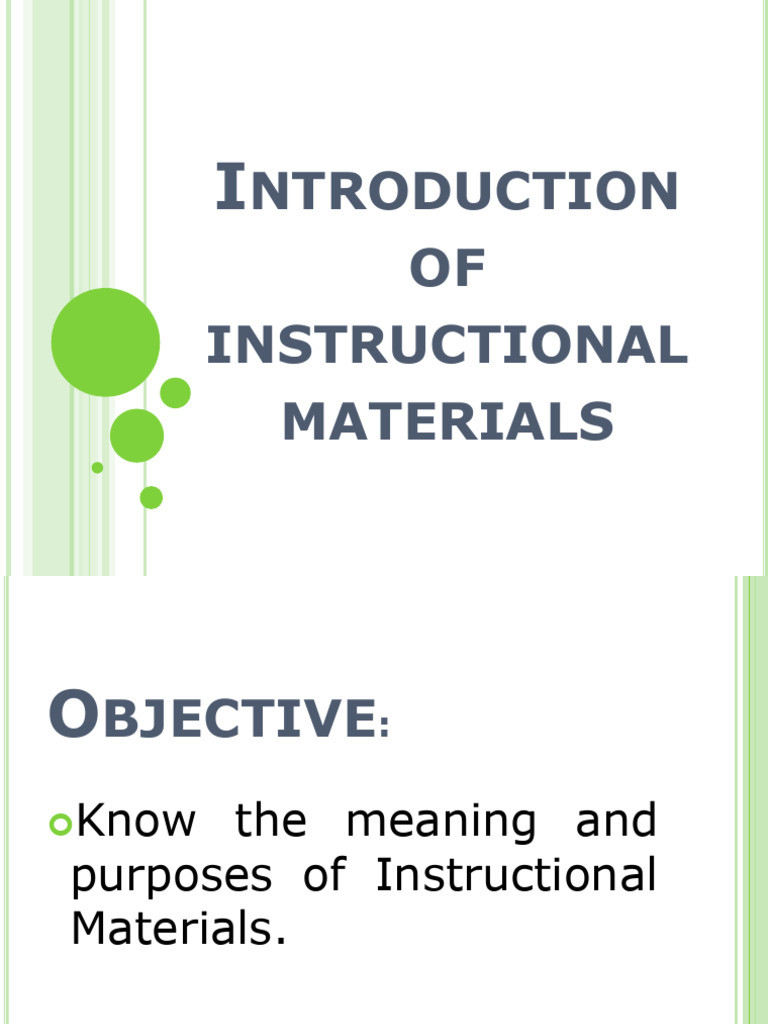 Introduction To Instructional Materials | PDF | Teachers | Learning