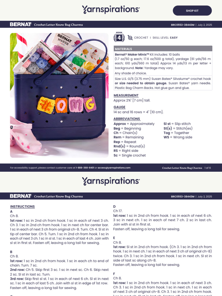 Crochet Block Letter Bag Charms | PDF | Crochet | Folk Art