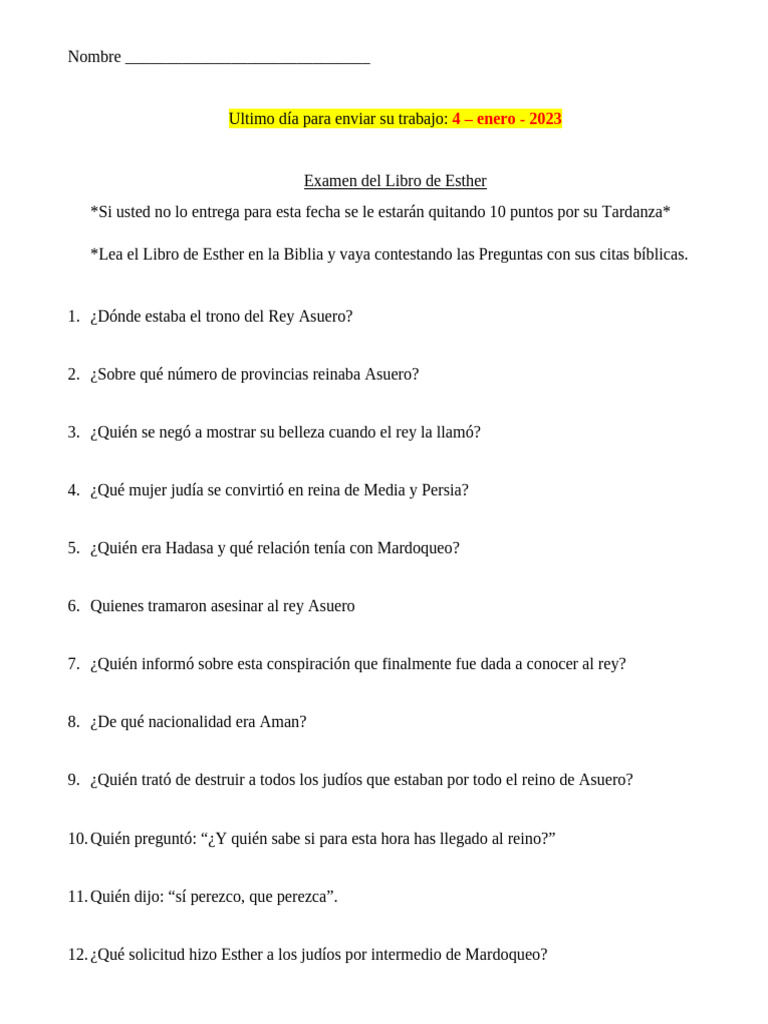 Examen de Ester 2 | PDF