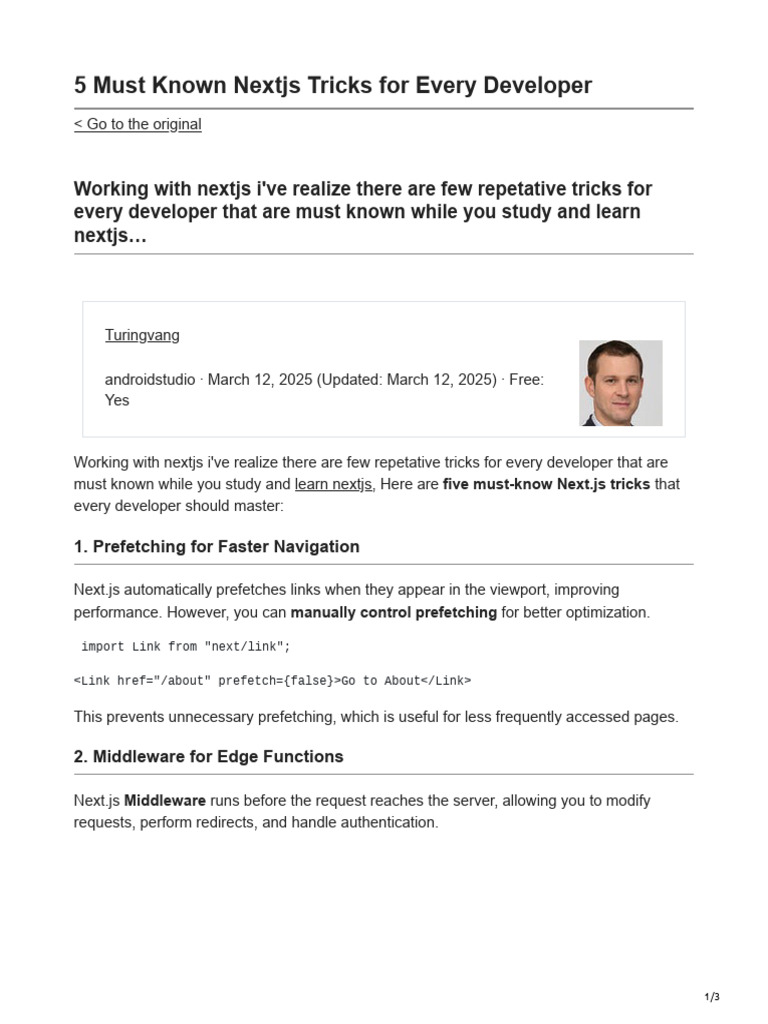 5 Must Known Nextjs Tricks For Every Developer | PDF | Software Engineering | Computer Science