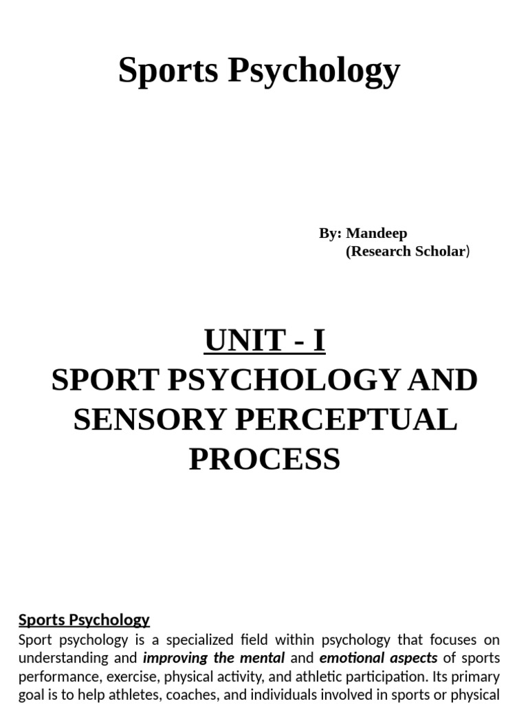 Understanding Sports Psychology Essentials | PDF | Perception | Senses
