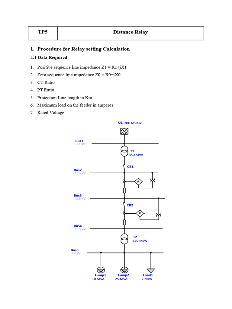 TP5 - Distance Relay Calculation and Setting - V1 | PDF | Electrical Impedance | Electric Power ...