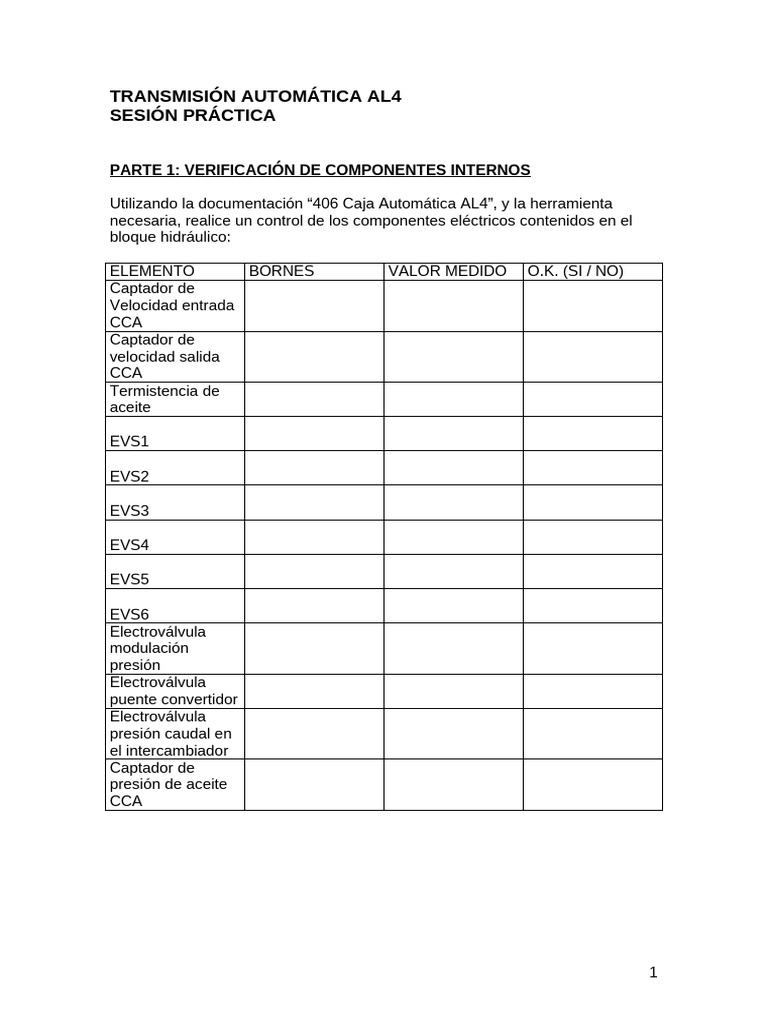 Verificación y Diagnóstico de AL4 | PDF | Transmisión automática
