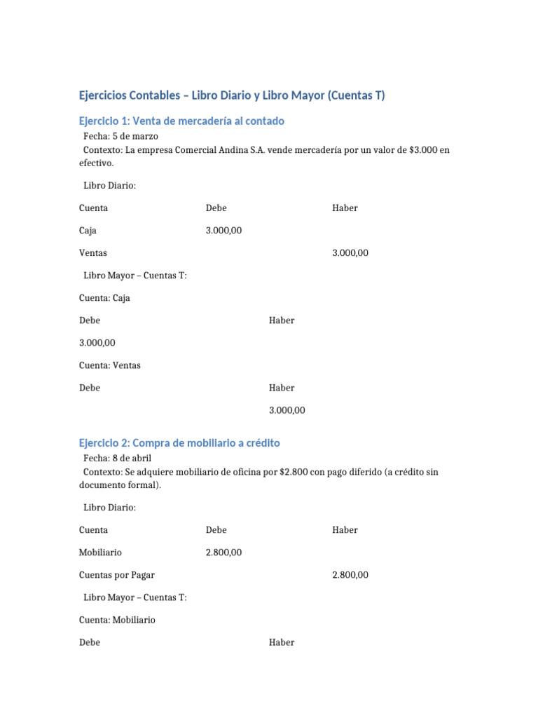 Ejercicios Contables Cuentas T | PDF | Economias | Business