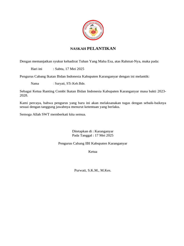 Naskah Pelantikan | PDF