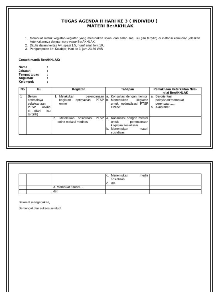 Tgs Agenda 2 Hari Ke 3 (Ketujuh) Individu-Matrik Isu | PDF