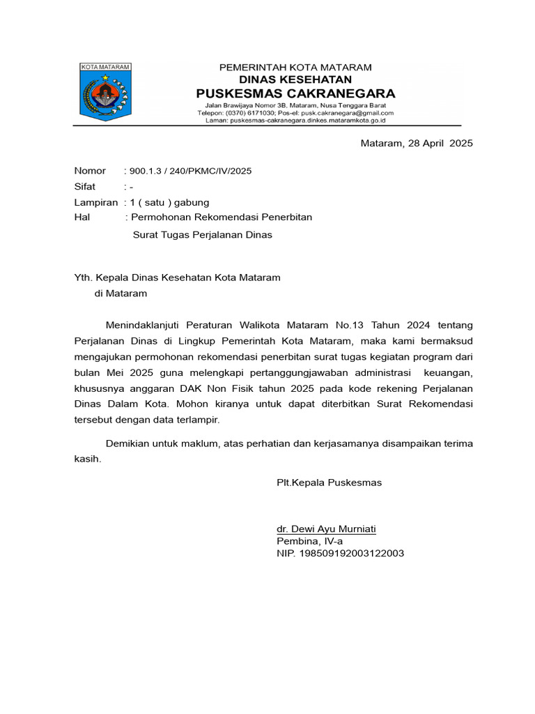 Surat Permohonan Rekom | PDF