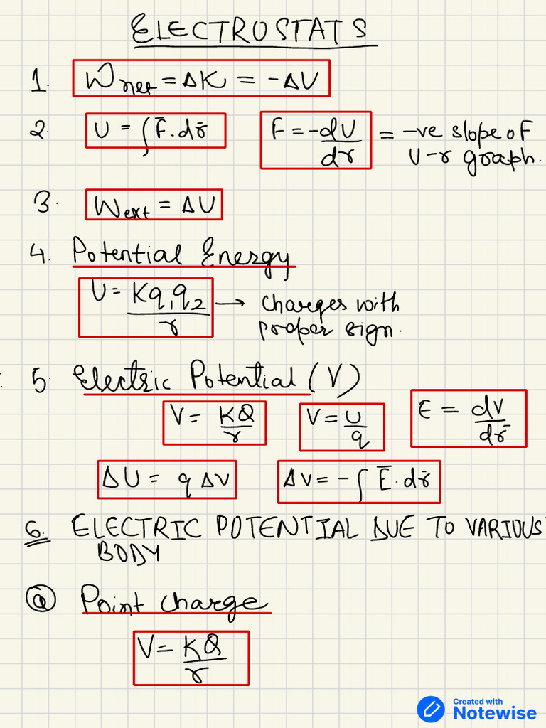 Electrostats Formula Sheet | PDF