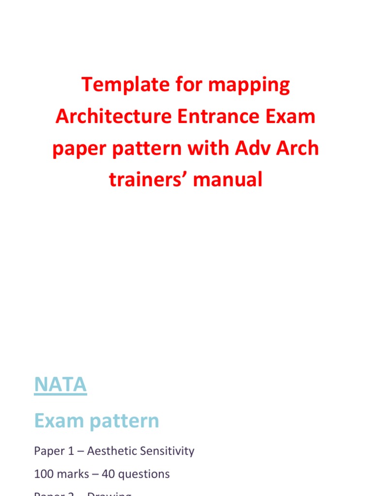 Entrance Exam Paper Pattern NATA, AIEEE & CET | PDF | Drawing | Analogy
