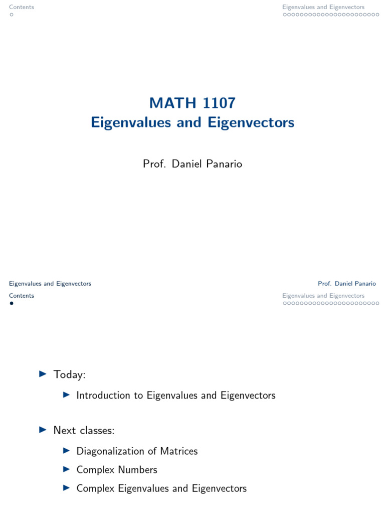 Slides 18 Eigenvalues Eigenvectors Handout | PDF | Eigenvalues And ...