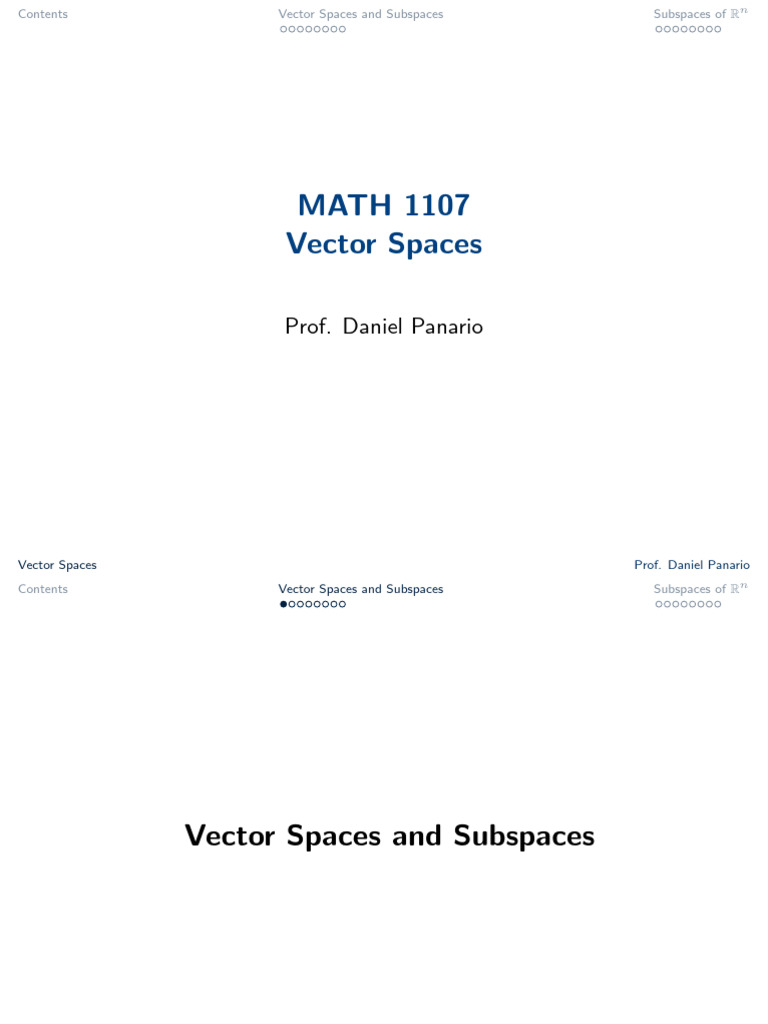 Slides-11-Vector Spaces Subspaces Handout | PDF | Linear Subspace | Vector Space