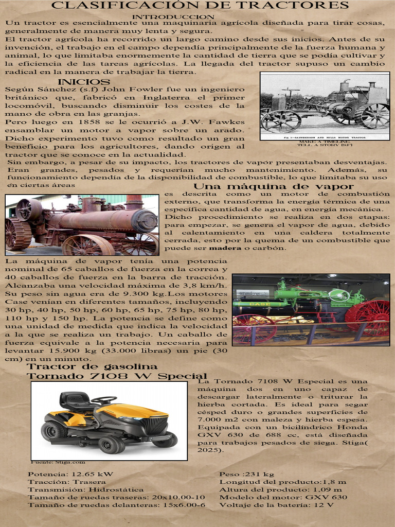 Historia y evolución del tractor agrícola | PDF | Tractor | Motores