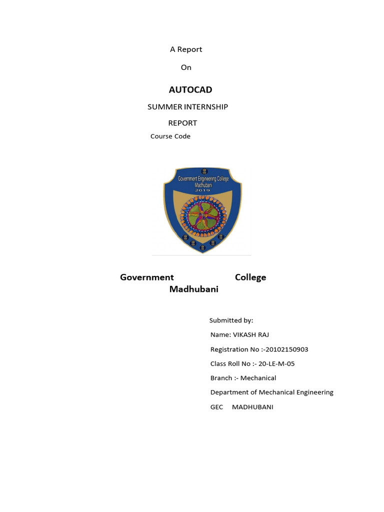 Internship Report Jyoti GEC-1 | PDF | Auto Cad | Computer Aided Design
