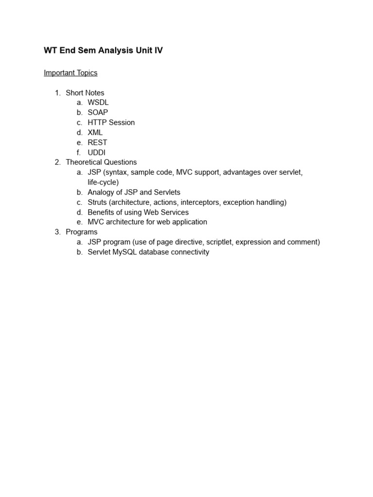 WT Unit IV End-Sem Analysis | PDF | Web Service | Model–View–Controller