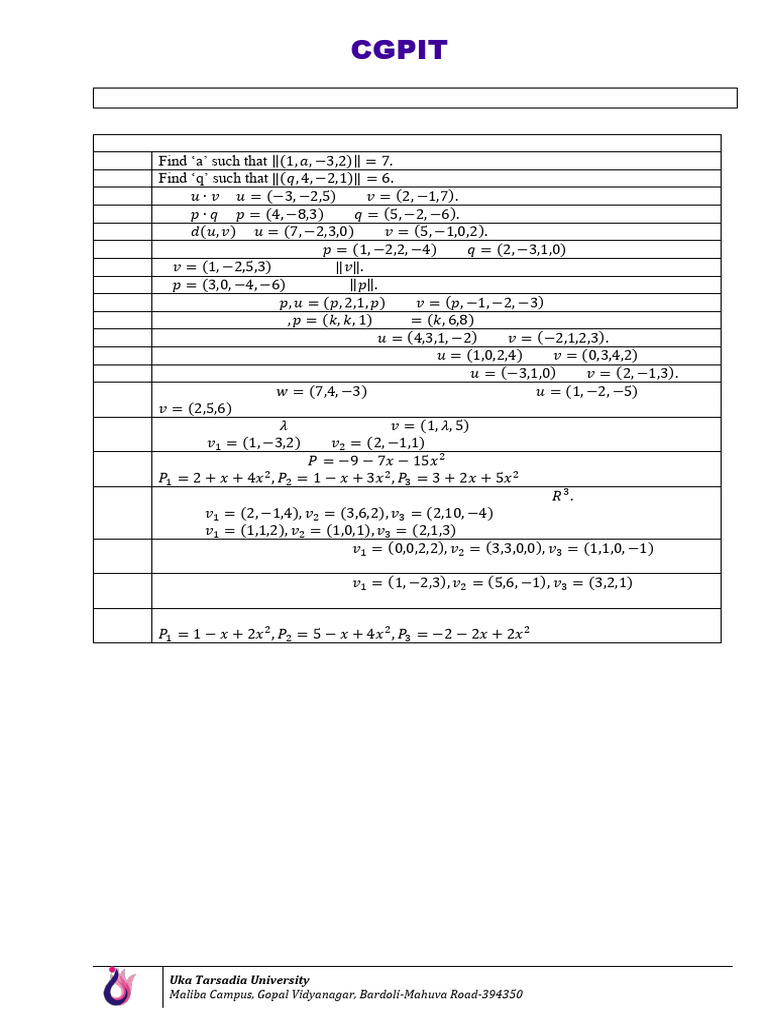 Unit 2 Vector Spaces Assignment | PDF