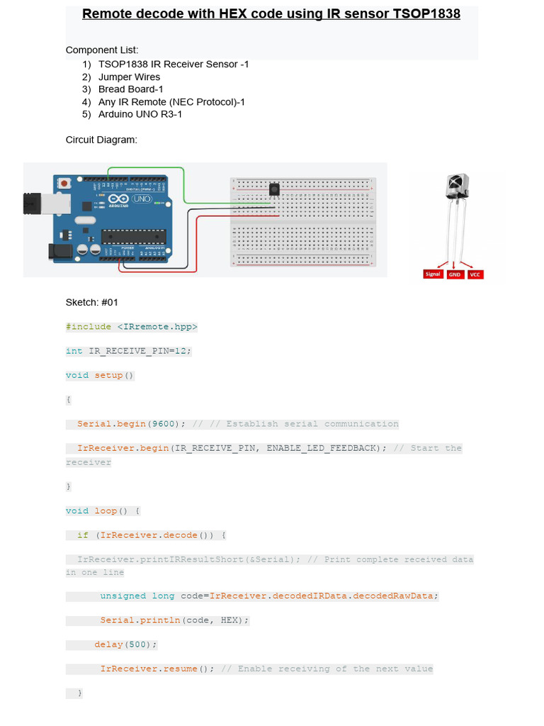 IR Remote HEX Code Decoding Guide | PDF