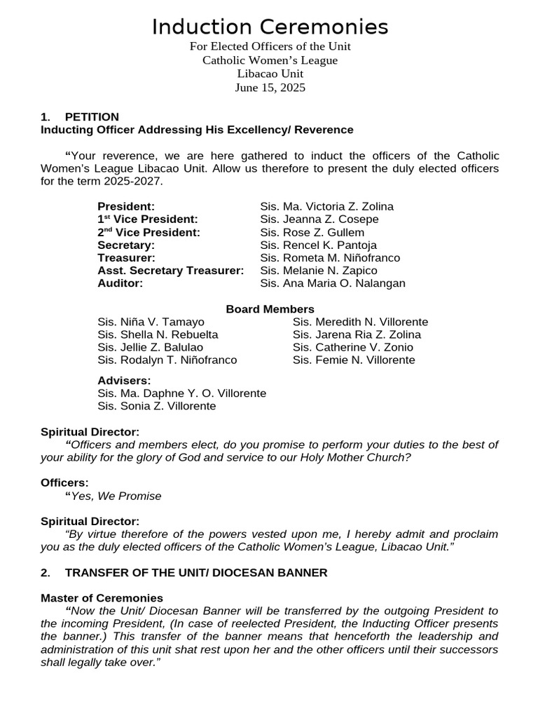 Induction Ceremonies | PDF