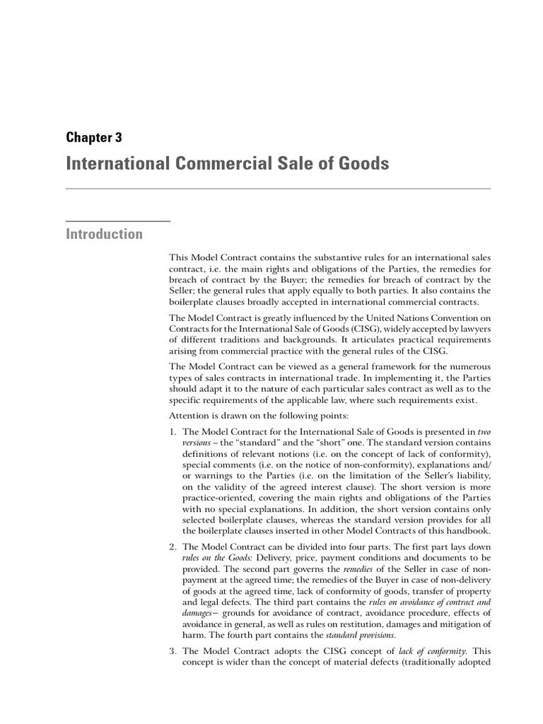 International Sale of Goods Contract Guide | PDF | Breach Of Contract ...