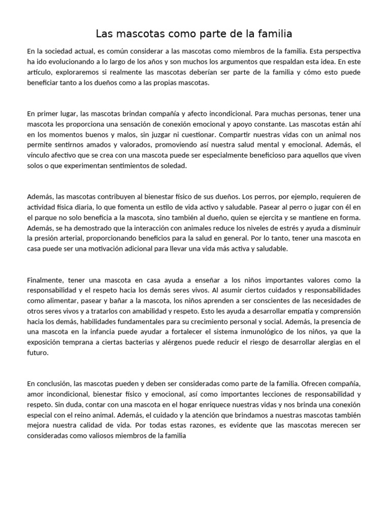 Las mascotas como miembros de la familia | PDF | Mascota | Familia