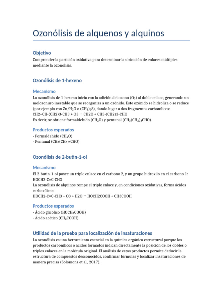 Ozonólisis de Alquenos y Alquinos | PDF