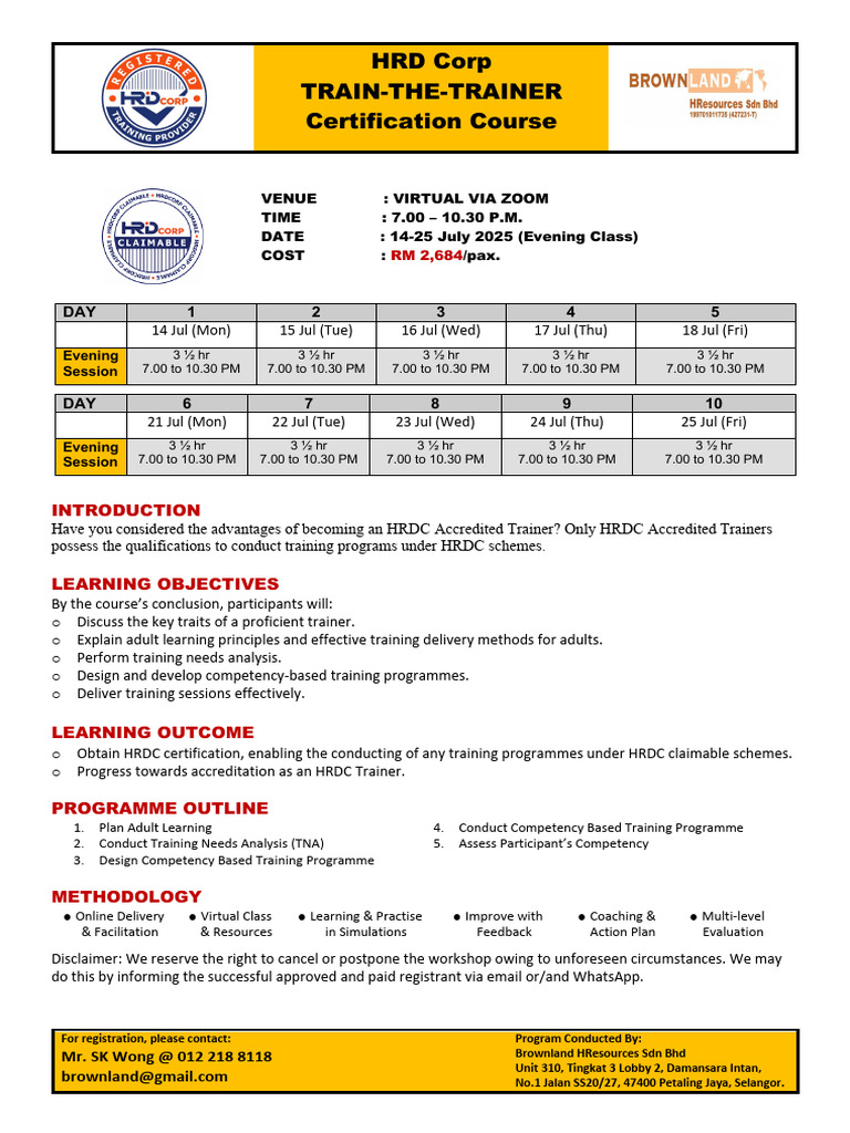 HRDC Train-the-Trainer Certification | PDF | Learning | Mentorship