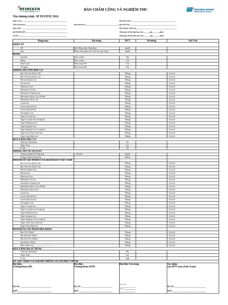 TĐ - SP Festive 2024 - Form BBNT | PDF
