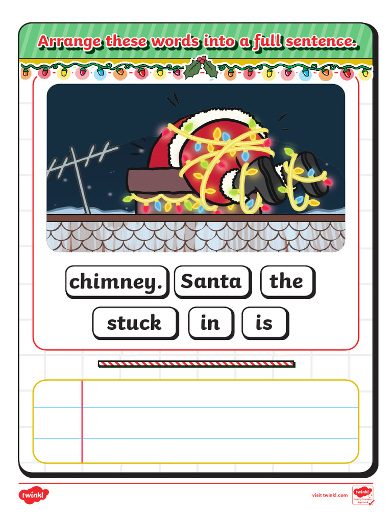 Christmas Simple Sentence Scramble Worksheets - Phase 5 | PDF
