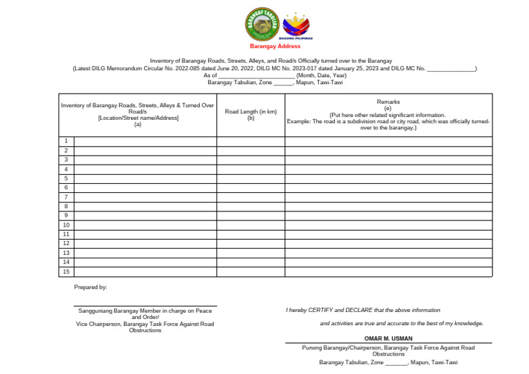 Inventory of Roads, Street and Alleys | PDF