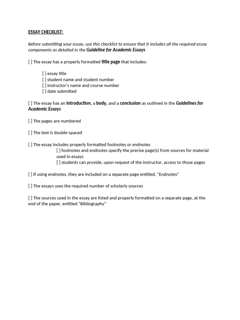 Essay Checklist | PDF