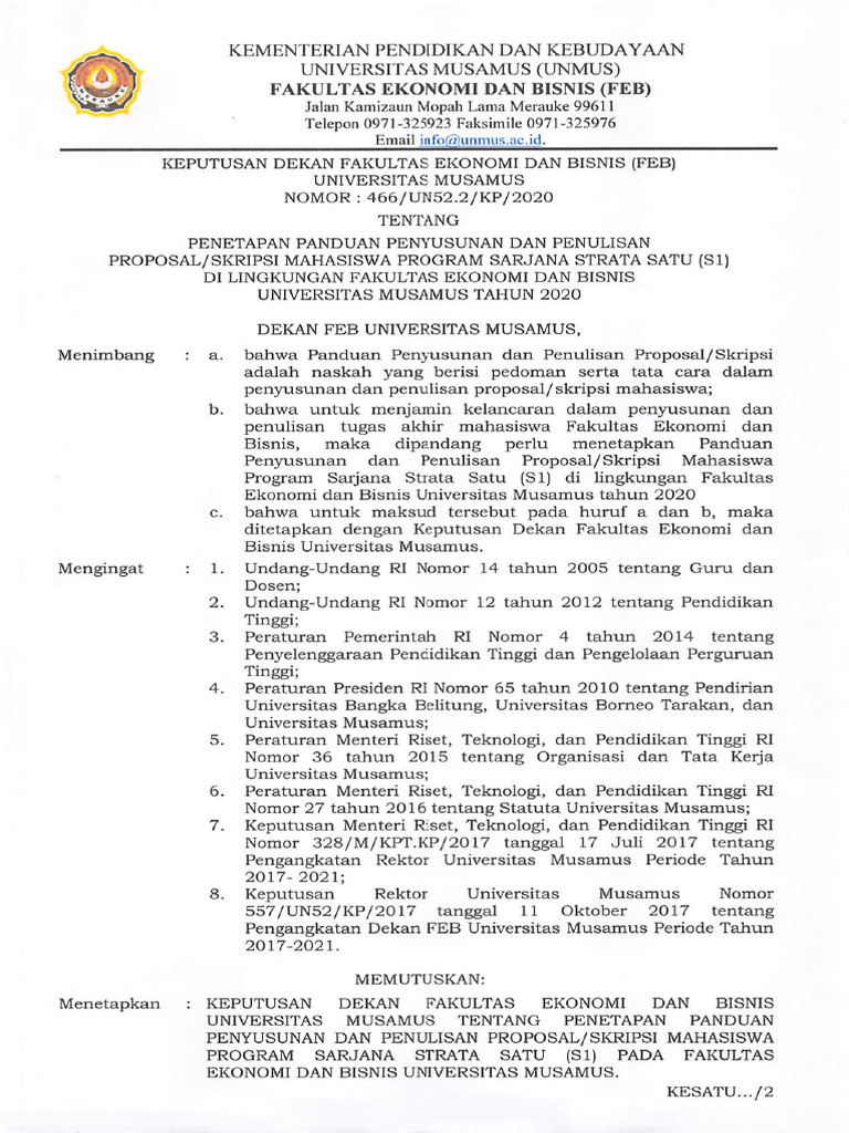 SK Panduan Penyusunan Dan Penulisan Proposal Skripsi Revisi 02 Tahun ...