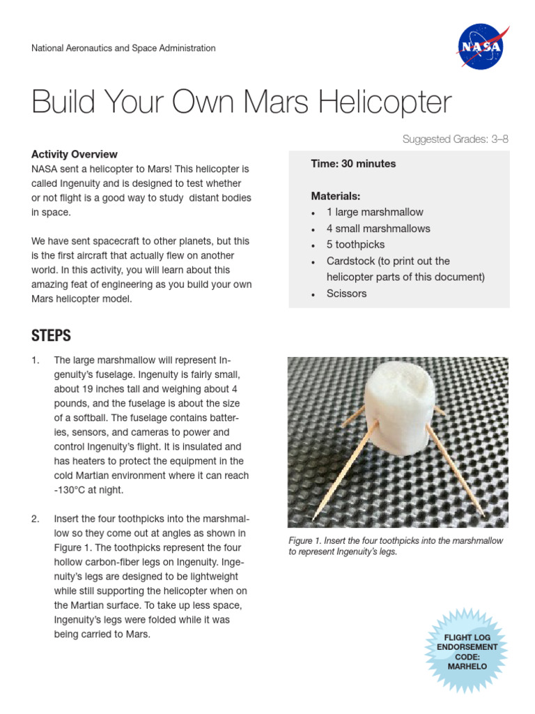 Build Your Own Mars Helicopter Model | PDF | Mars | Outer Space