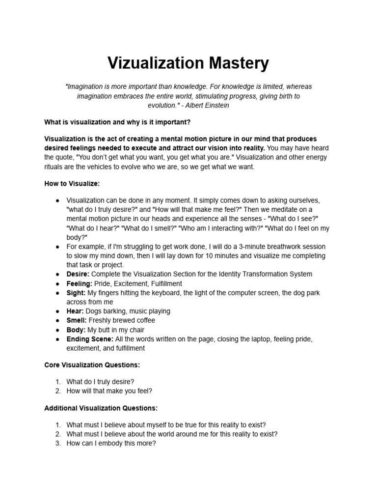 Visualization Mastery | PDF | Mind | Imagination