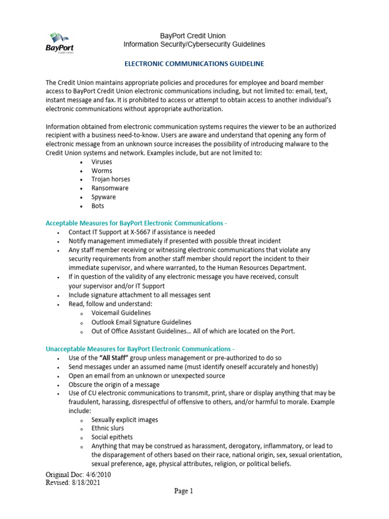Electronic Communications Guidelines | PDF | Computer Security | Security
