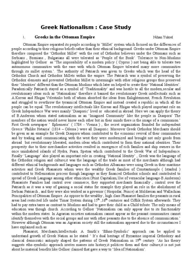 Greek Nationalism. Case Study. | Greece | Nationalism