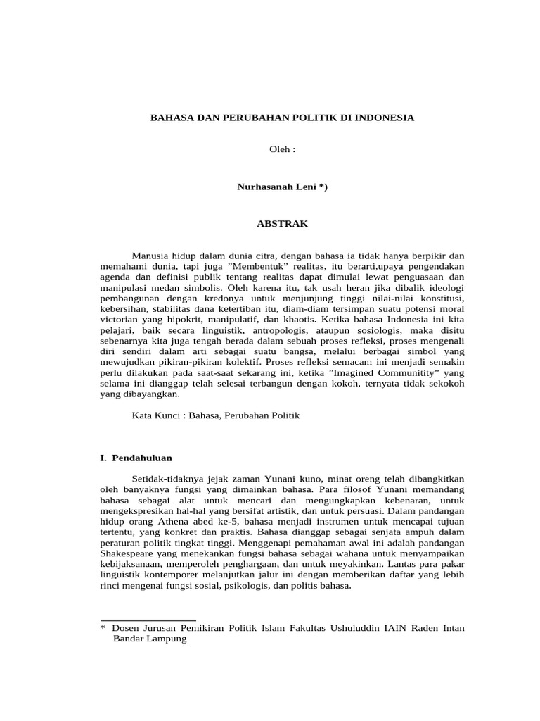 Bahasa dan Politik di Indonesia | PDF