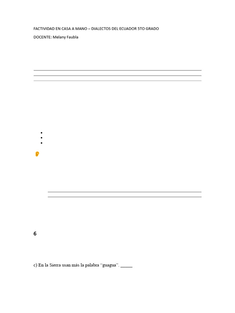 Ficha Que Es Un Dialecto - 5to | PDF