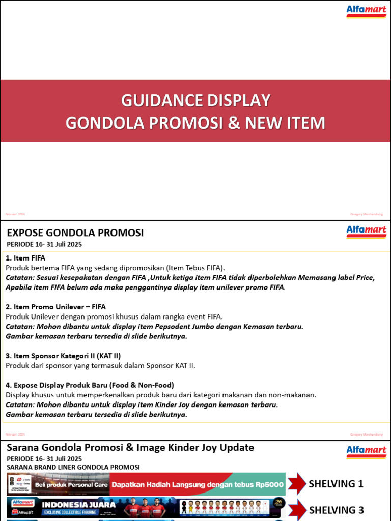 Guidance Display Gondola Promosi - 16-31 Jul 2025 - Implementasi Guidance | PDF