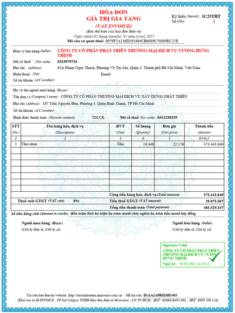 2025.01.02 - 1 - VHT - Nhat Thien - Lo 116 | PDF
