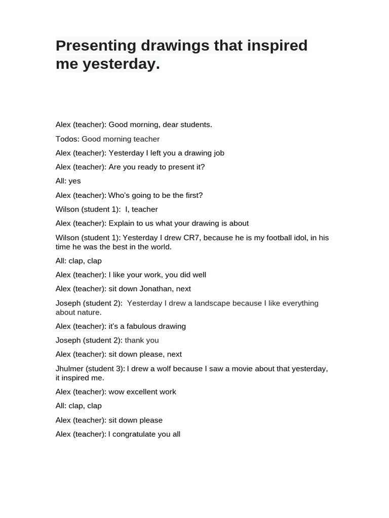 Student Drawing Presentations Summary | PDF