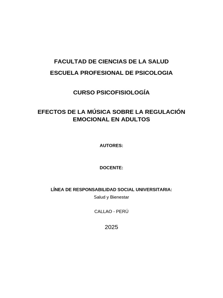 Proyecto Efectos de La Musica en La Regulacion Emocional | PDF | Las ...