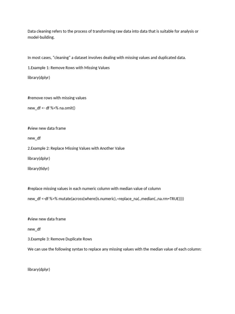 Data Cleaning R | PDF