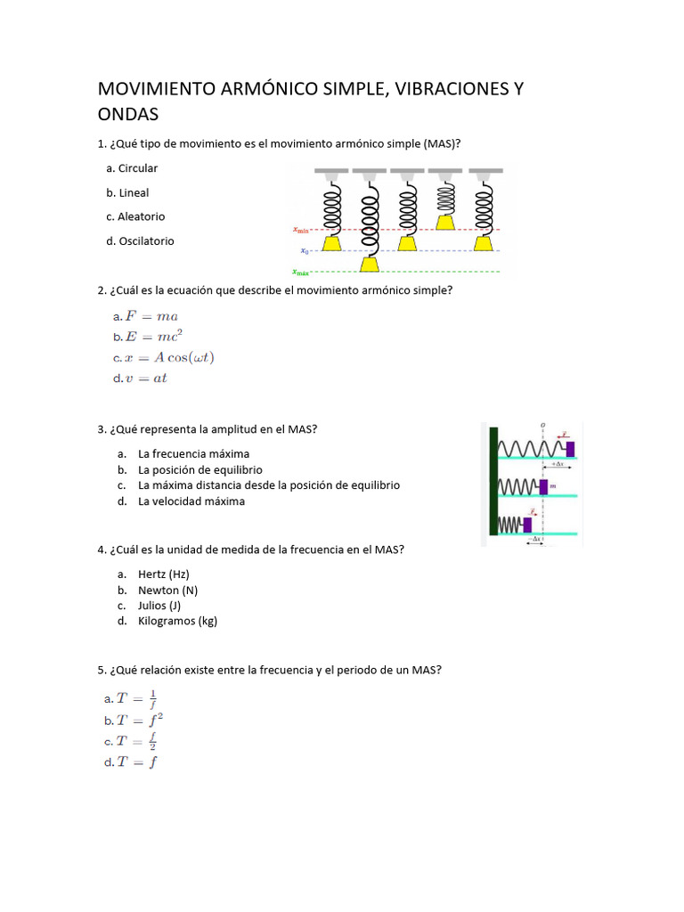Movimiento Armónico Simple, Vibraciones y Ondas | PDF | Oscilación | Ingeniería mecánica