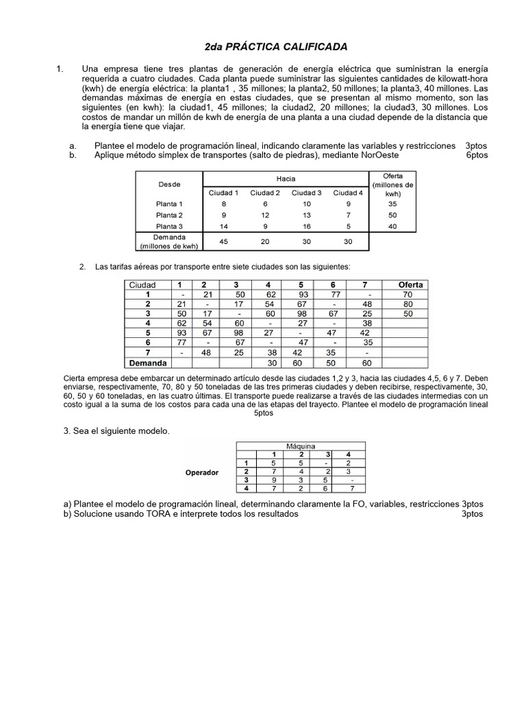 2da Practica Calificada Io1 | PDF