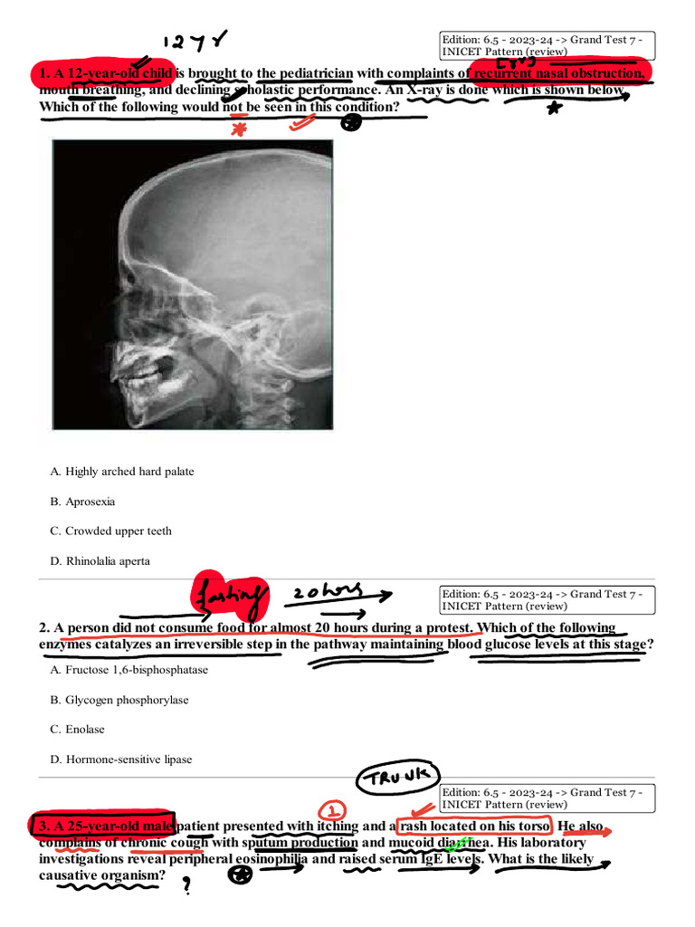 2023-24 Grand Test 7 - InICET Pattern (Review) | PDF | Malaria ...