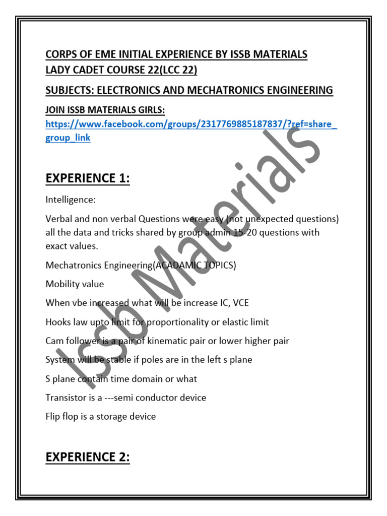 EME Test Insights for Lady Cadets | PDF | Electrical Engineering ...