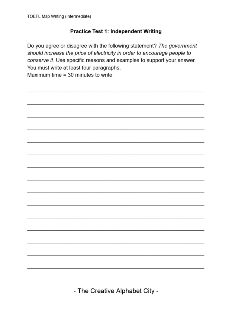 Independent Practice Tests Template (TOEFL Map Intermediate) | PDF
